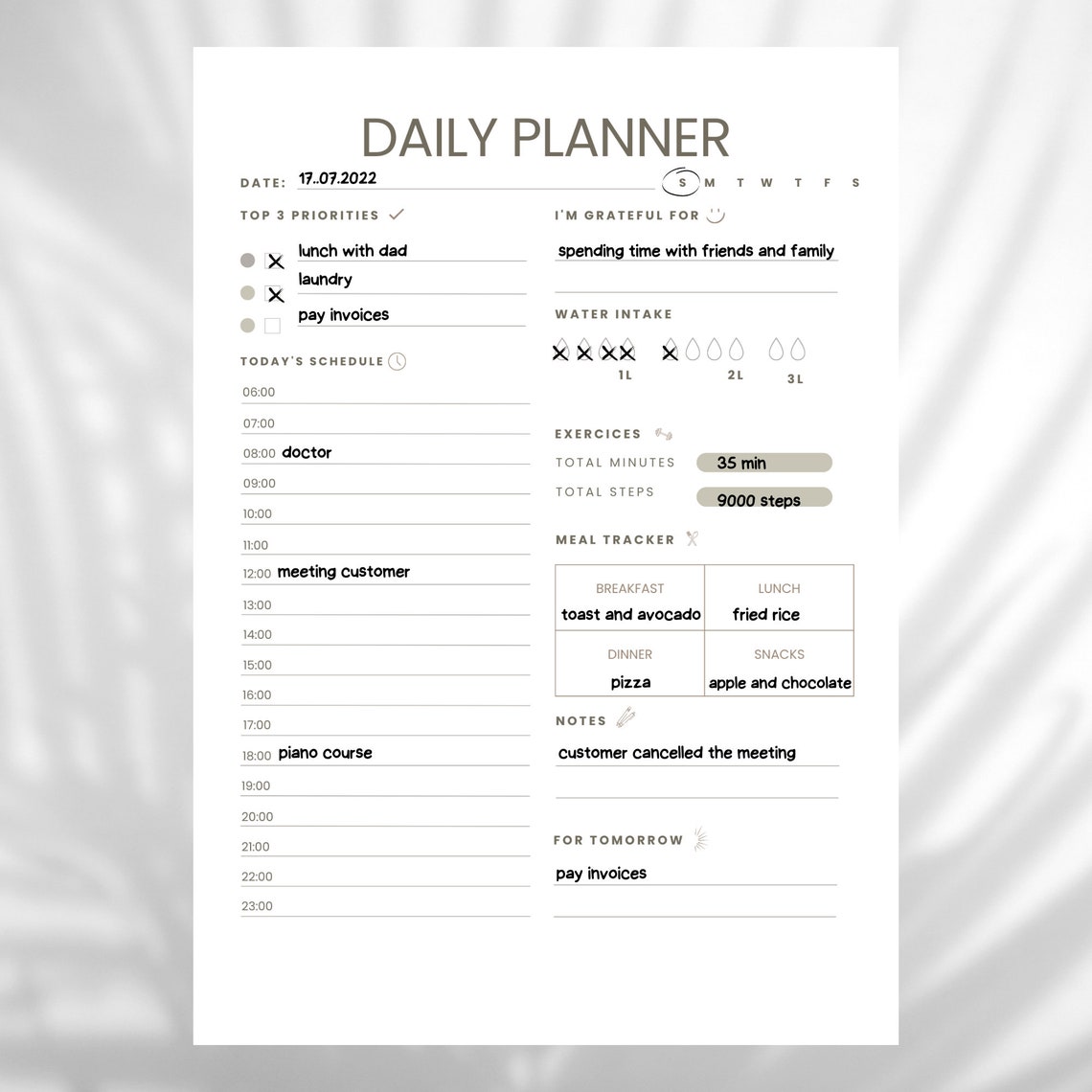 Daily Planner Template 2022 | Printable, Digital & Customizable ...