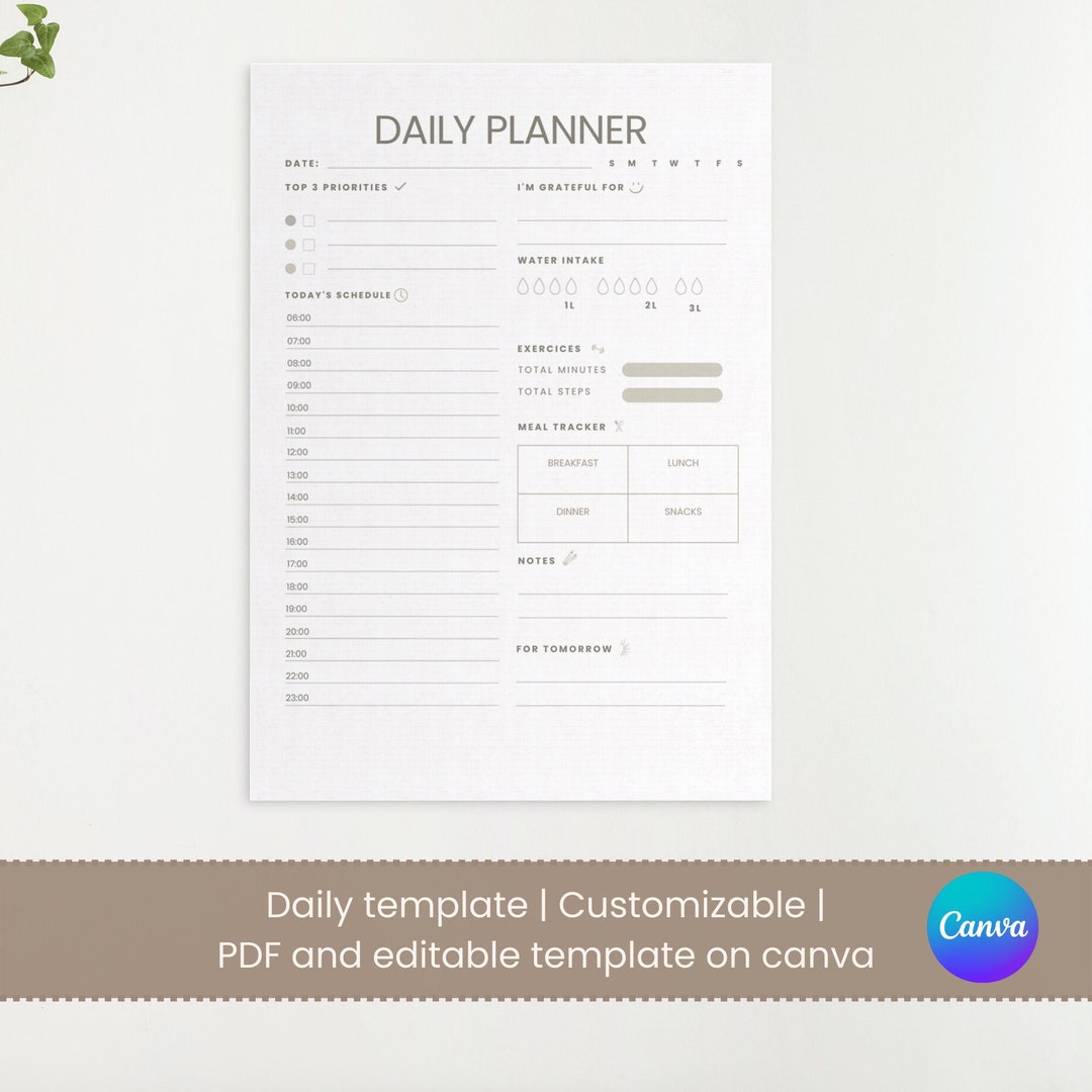 Daily Planner Template 2022 | Printable, Digital & Customizable ...