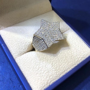 Handmade Fully Iced Out Star Diamond Ring, Personalized Size Star Hip ...