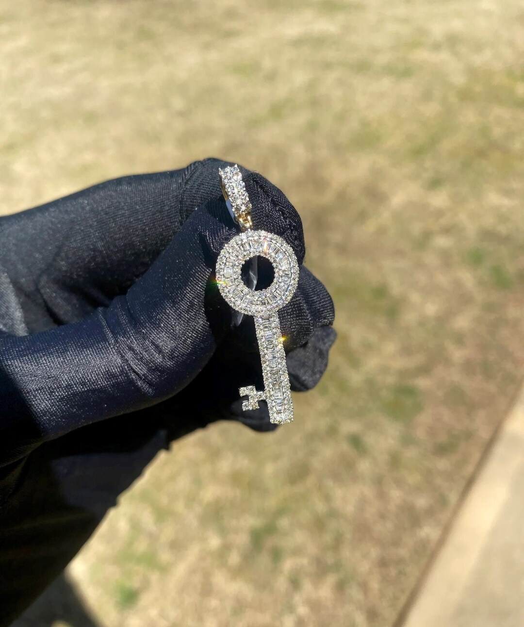 VVS Diamond Key Pendant, VVS Baguette & Round Moissanite Iced Out ...