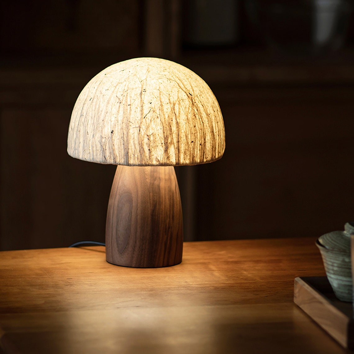 Wooden Mushroom Lamp Decoration for Home / Rustic Wooden Table - Etsy