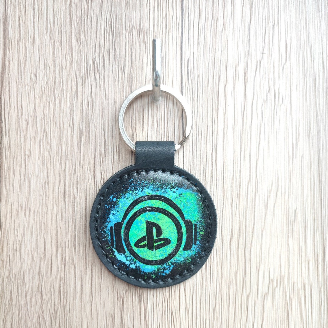 Unique Keychain Playstation Custom Hand-painted PU Leather Unique Gift ...
