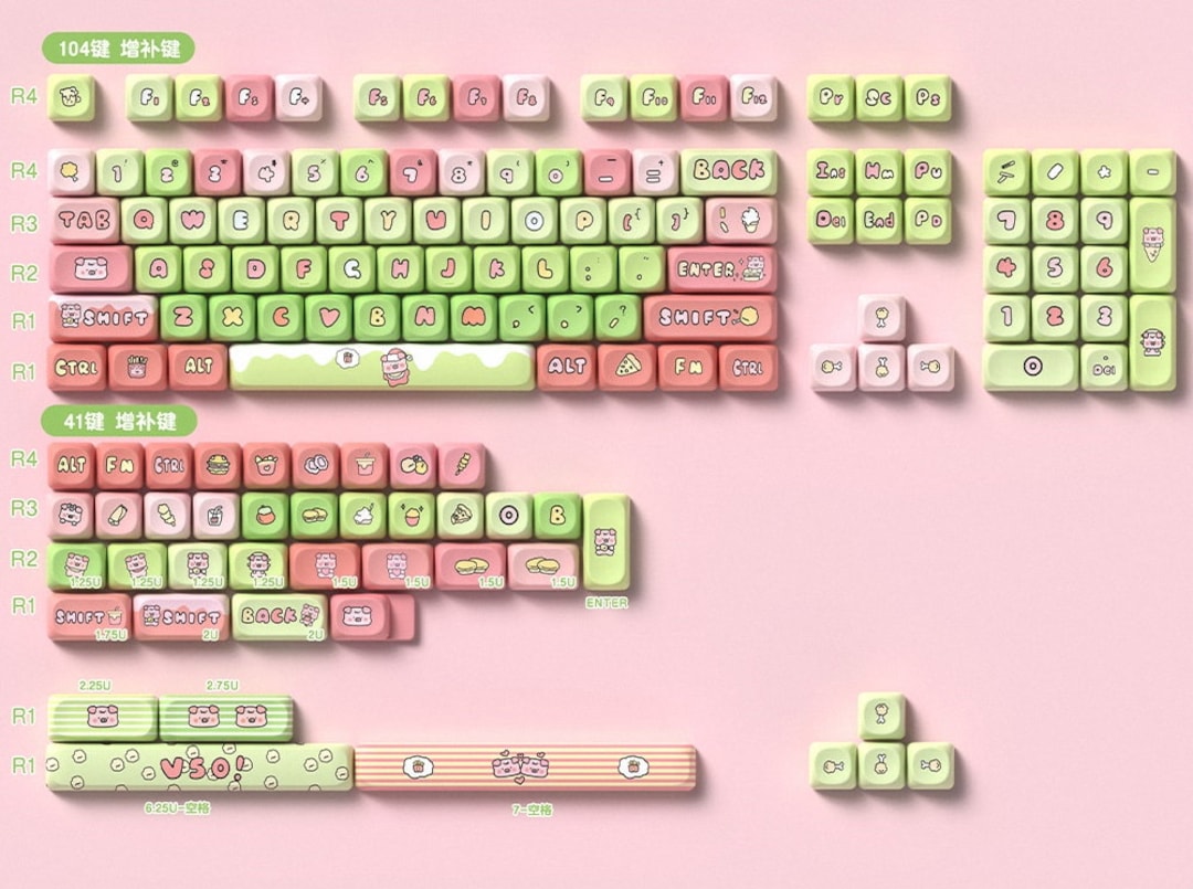 Cute Animal Keycap Set Custom Keycaps MCA PBT Keycap Mechanical ...