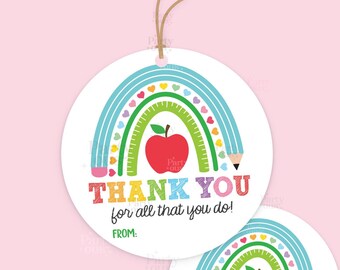 Editable Teacher Appreciation Week Gift Tags Thank You Teacher Gift Tag ...