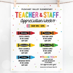 Editable Teacher Appreciation Week Itinerary Poster Teachers Staff ...