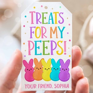 Editable Easter Gift Tags Treats for My Peeps Easter Basket Treat Tag ...