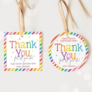 Editable Teacher Appreciation Week Gift Tags Thank You Teacher Gift Tag ...