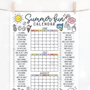Editable Summer Calendar Poster Printables Summer Fun Bucket List ...