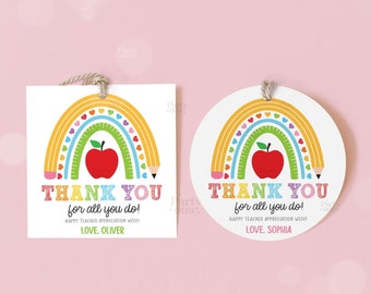 Editable Teacher Appreciation Week Gift Tags Thank You Teacher Gift Tag ...
