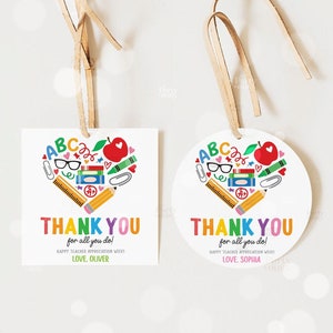 Editable Teacher Appreciation Week Printable Gift Tags Thank You ...