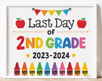 Editable Last Day of 2nd Grade Sign Rainbow Last Day of School Sign Any ...