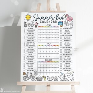 Editable Summer Calendar Poster Printables Summer Fun Bucket List ...