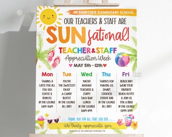 Editable Teacher Appreciation Week Itinerary Poster Teachers Staff ...