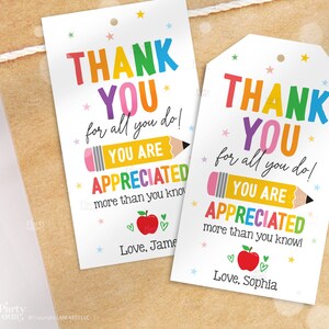 Editable Teacher Appreciation Week Gift Tags Thank You Teacher Gift Tag ...
