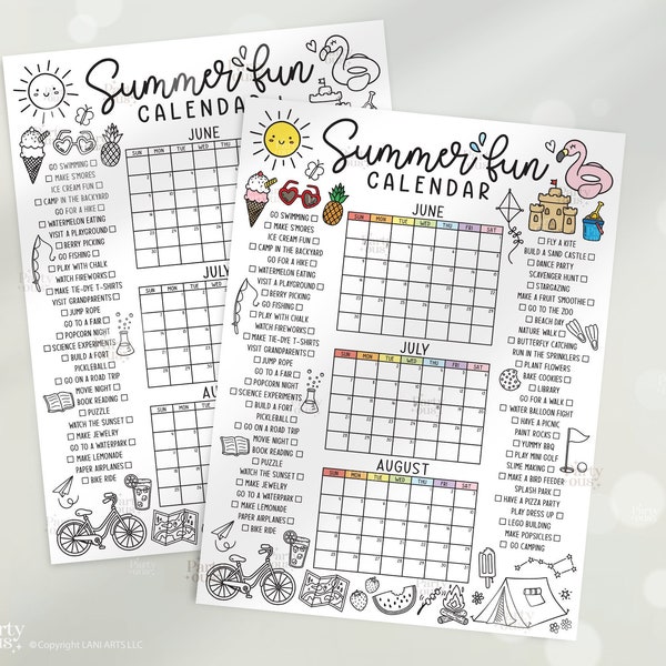 Summer Calendar - Etsy