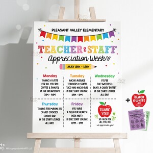 Editable Teacher Appreciation Week Itinerary Poster Teachers Staff ...