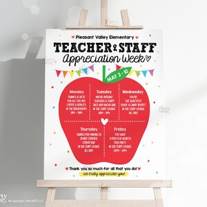 Editable Teacher Appreciation Week Itinerary Poster Teachers Staff ...