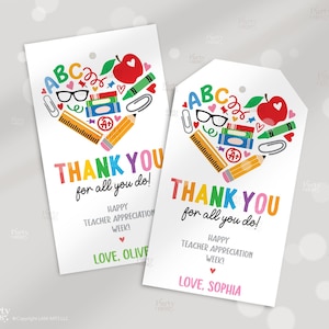 Editable Teacher Appreciation Week Gift Tags Thank You Teacher Gift Tag ...