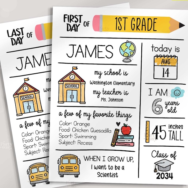 EDITABLE First Day of School Sign, Printable First Day of School Sign ...