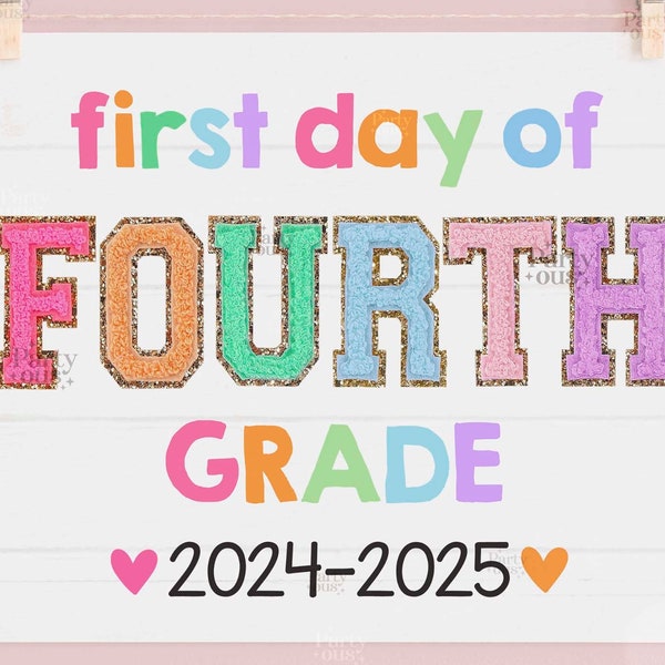 First Day of 4th Grade Sign Printable Photo Prop Modern Sign First Day ...