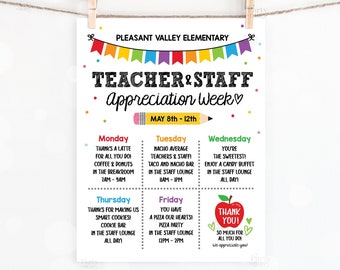 EDITABLE Teacher Appreciation Week Itinerary Printable - Etsy