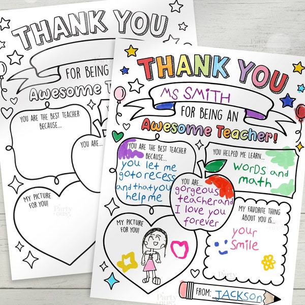 Printable Thank You Teacher Appreciation Card Digital Teacher Birthday ...