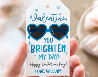 Editable Heart Sunglasses Valentines Day Gift Tag Boy Valentine Tags ...