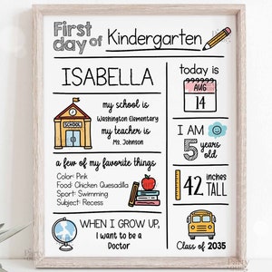 Back to School Kids Printable Sign First Day of School Editable INSTANT ...