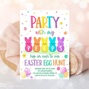 Editable Easter Egg Hunt Invitation Party With My Peeps Hop on Over ...