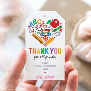 Editable Teacher Appreciation Week Gift Tags Thank You Teacher Gift Tag ...