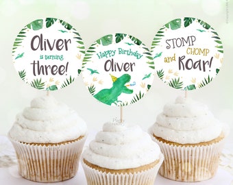 Editable Dinosaur Birthday Cupcake Toppers Decorations Dino Party ...