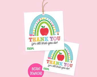 Editable Teacher Appreciation Week Gift Tags Thank You Teacher Gift Tag ...