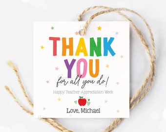 Editable Teacher Appreciation Week Gift Tags Thank You Teacher Gift Tag ...