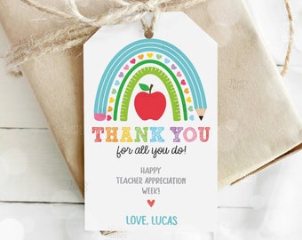 Editable Teacher Appreciation Week Gift Tags Thank You Teacher Gift Tag ...