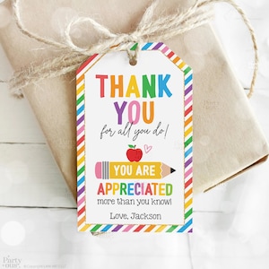 Editable Teacher Appreciation Week Gift Tags Thank You Teacher Gift Tag ...