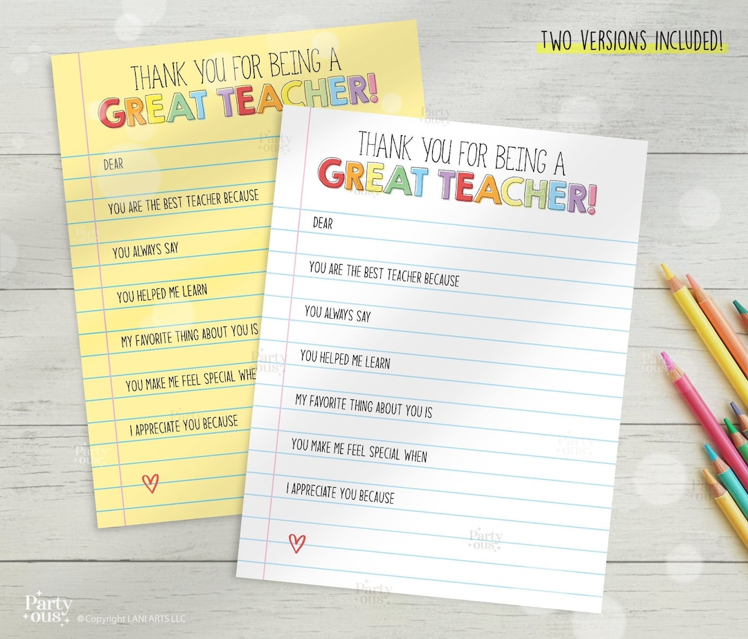 Teacher Appreciation Week Printable Teacher Appreciation Gift Thank You ...