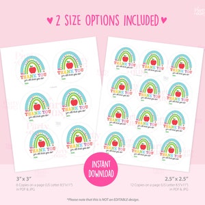 Teacher Appreciation Week Gift Tags Thank You Teacher Rainbow Tag ...