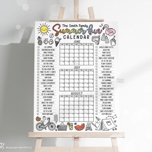 Editable Summer Calendar Poster Printables Family Summer Fun Bucket ...