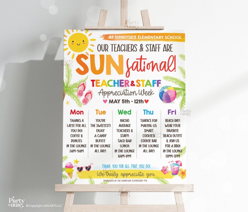 Editable Teacher Appreciation Week Itinerary Poster Teachers Staff ...