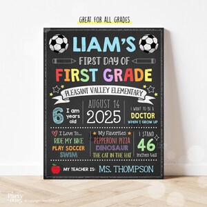 Editable Back to School Sign First Day Day of School Signs Soccer ...