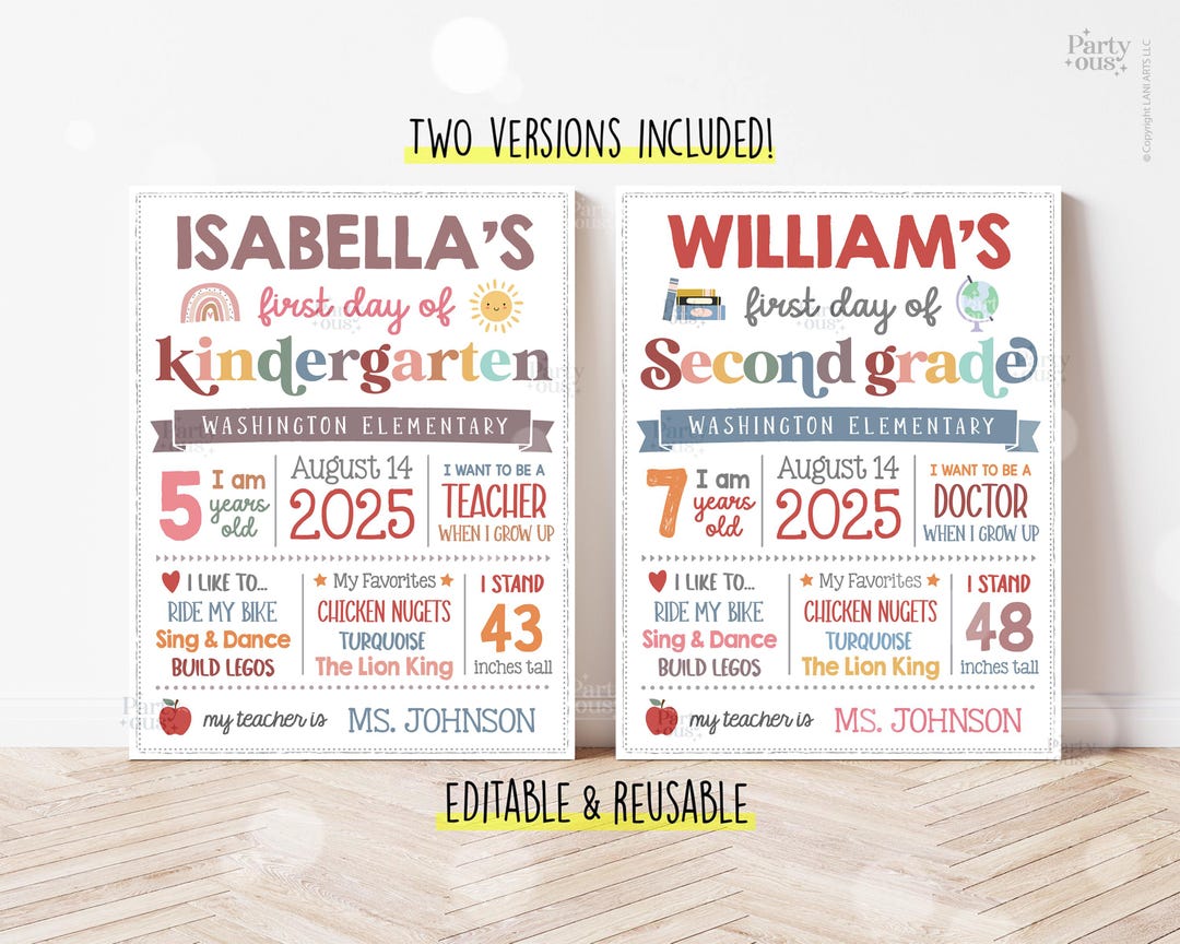 Editable Back to School Sign First Day of School Sign Printable ...