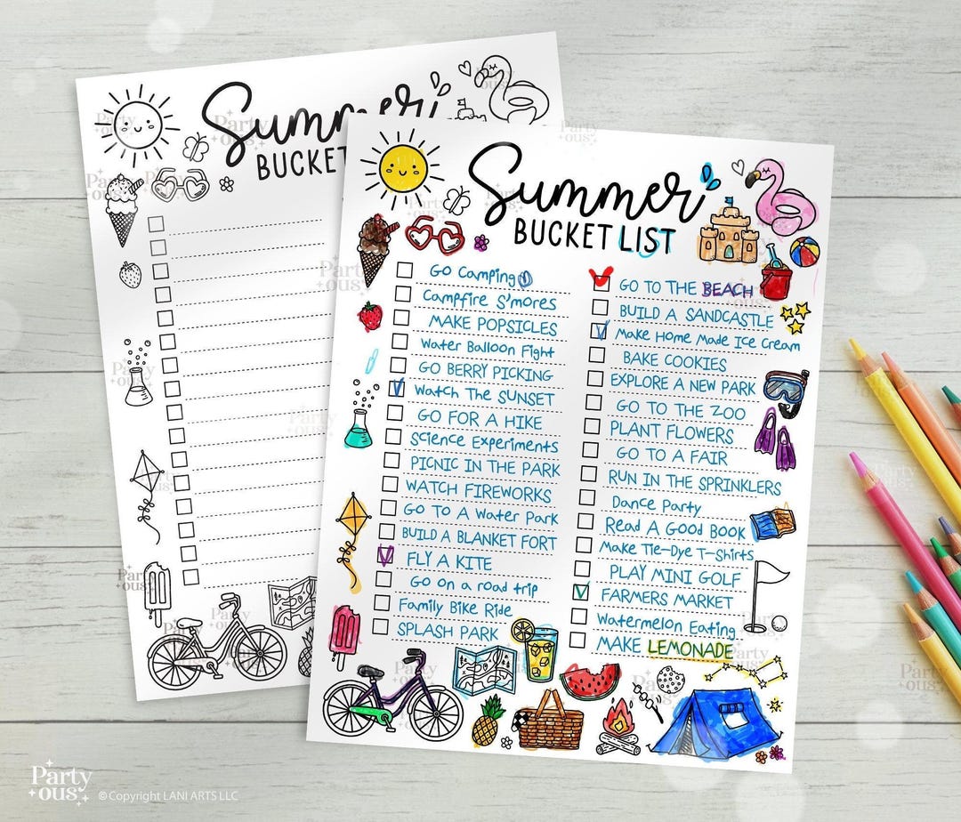 Summer Bucket List Printables Kids Summer Fun Family Planner Checklist ...