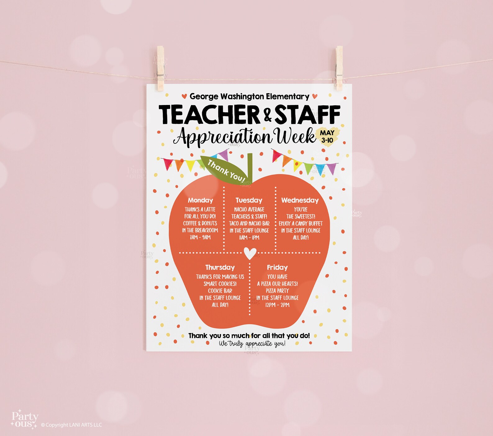 Editable Teacher Appreciation Week Itinerary Poster Teachers Staff ...