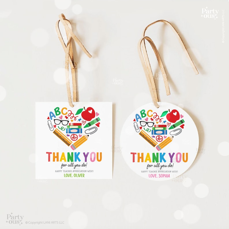 Editable Teacher Appreciation Week Printable Gift Tags Thank You ...