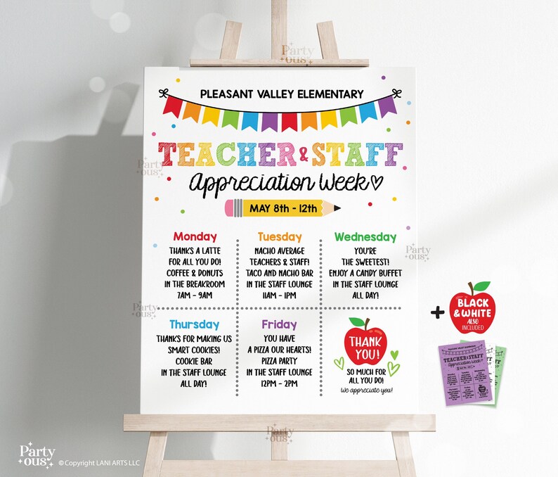 Editable Teacher Appreciation Week Itinerary Poster Teacher - Etsy