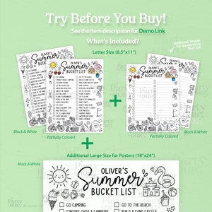 Editable Summer Bucket List Summer Fun Family Checklist Custom to Do ...