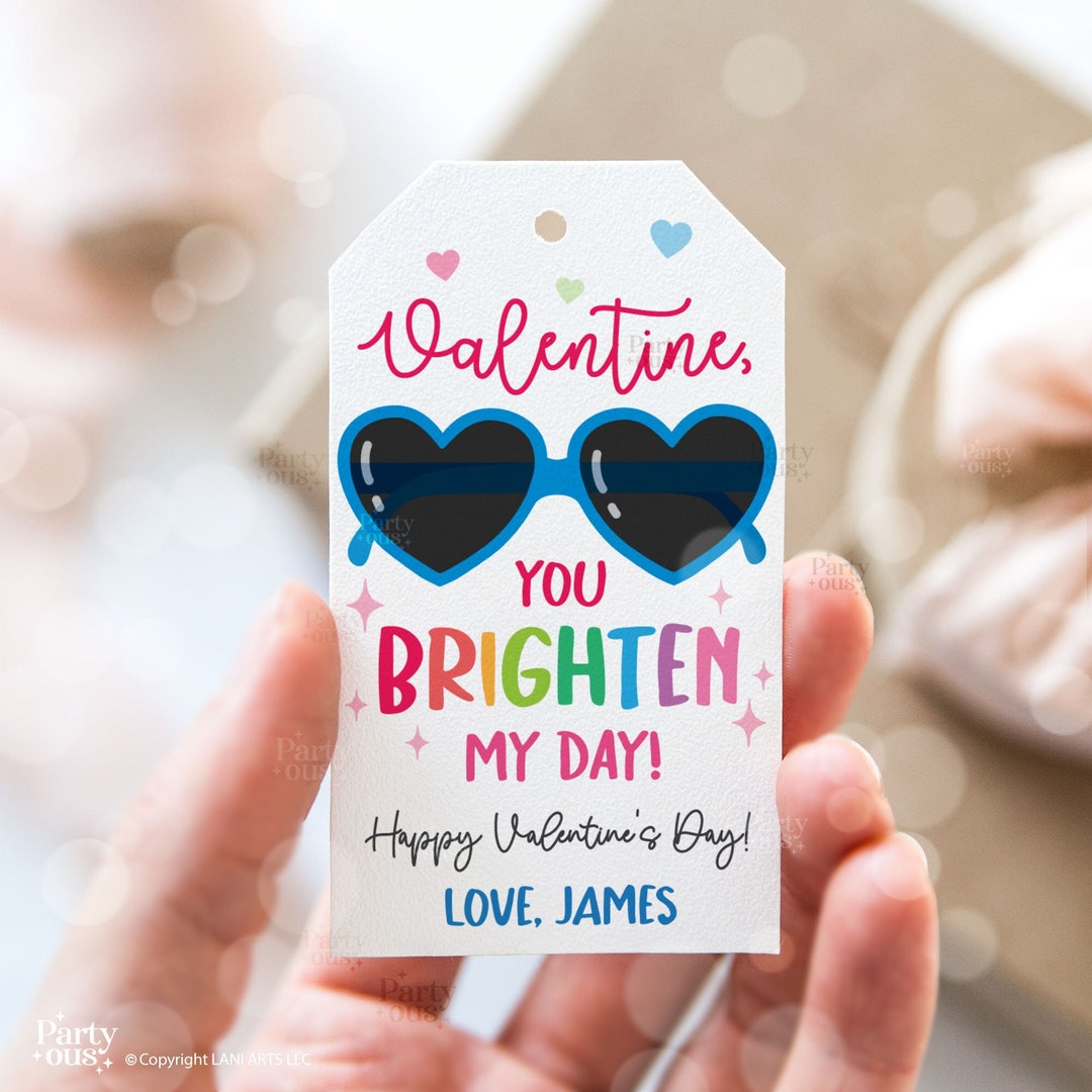 Editable Heart Sunglasses Valentines Day Gift Tag Boy Valentine Tags ...