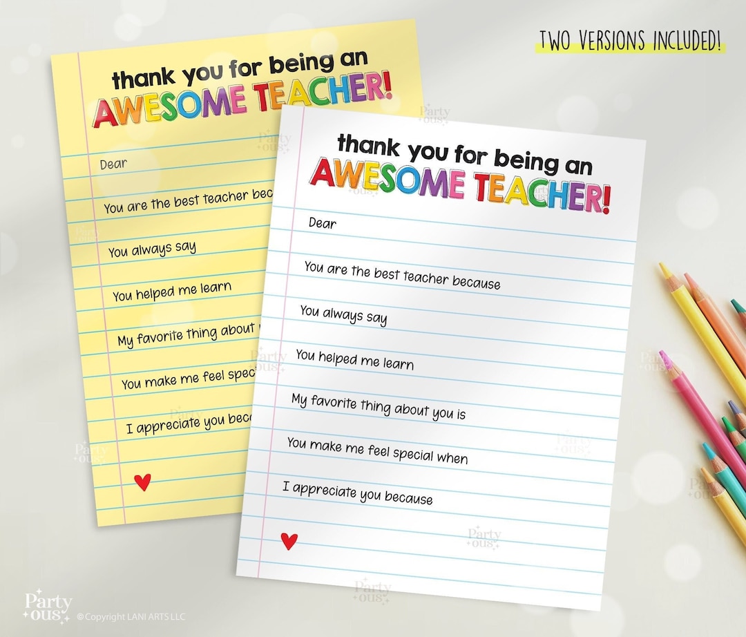 Teacher Appreciation Week Printable Teacher Appreciation Gift Thank You ...