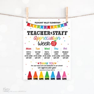 Editable Teacher Appreciation Week Itinerary Poster Teachers Staff ...