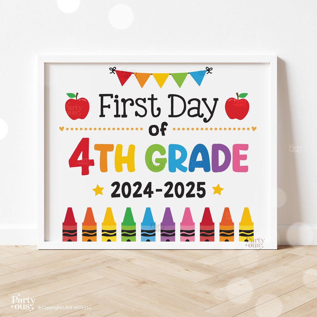 Back to School Sign First Day of School Sign Printable First Day of 4th ...